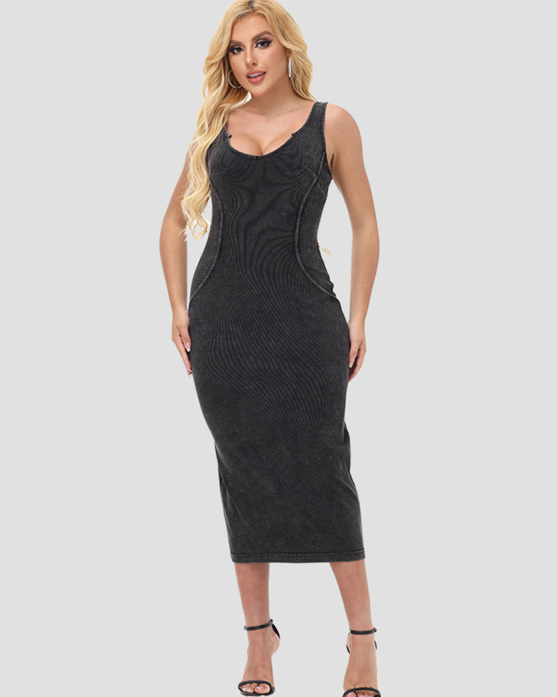 Shapshe® Sleeveless Ribbed Knit Bodycon Maxi Dress With Back Zipper